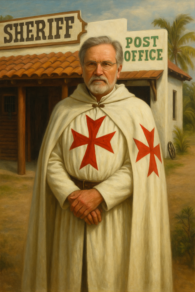 Unser hochedler Großmeister vor dem Sheriffhaus und dem Postoffice ...